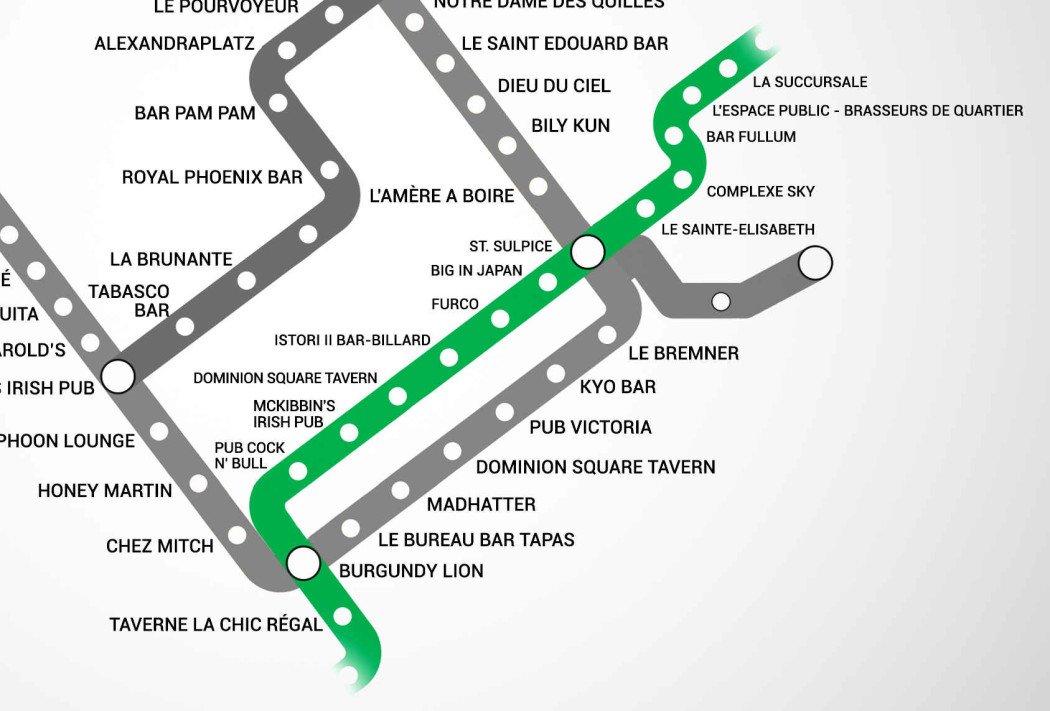 Montreal's First Ever Metro Bar Map Helps You Find Bars Nearby